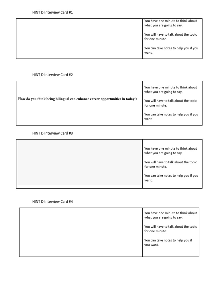 Interview Cards for Personal Development | PDF | Fashion | Multilingualism