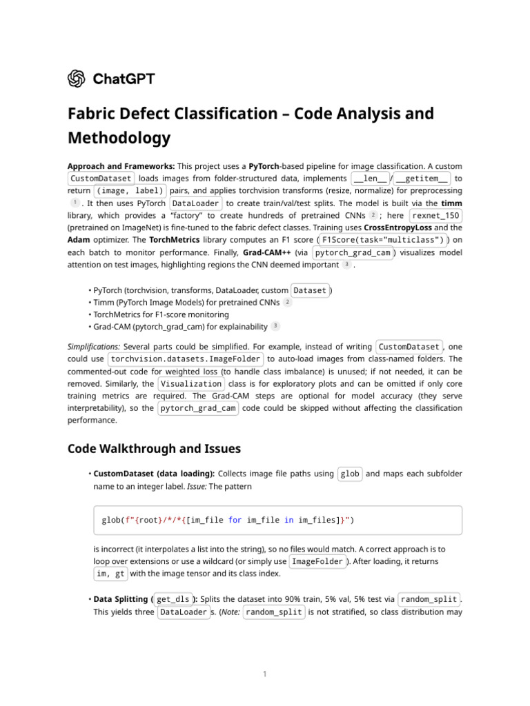 Fabric Defect Classification - Code Analysis and Methodology | PDF ...