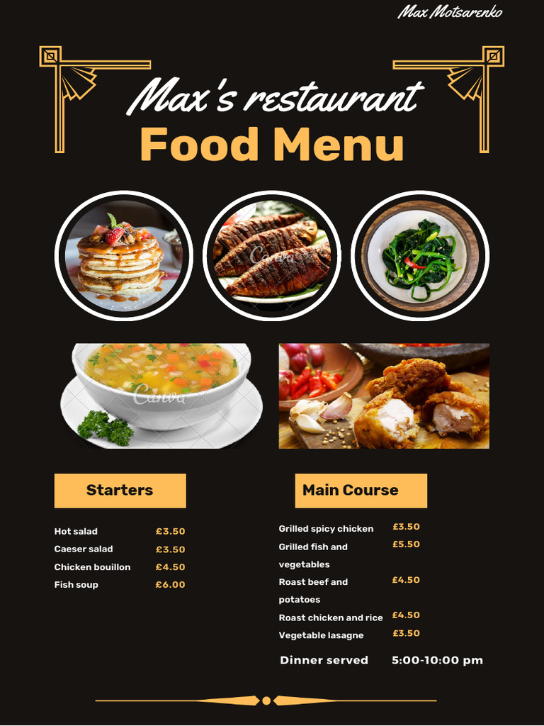Max Restaurant Menu 2025 Prices | PDF