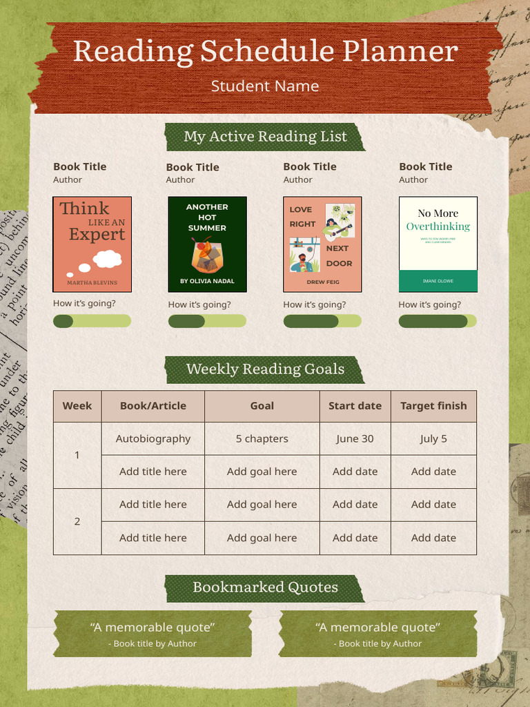 Weekly Reading Schedule Planner | PDF | Text | Graphic Design