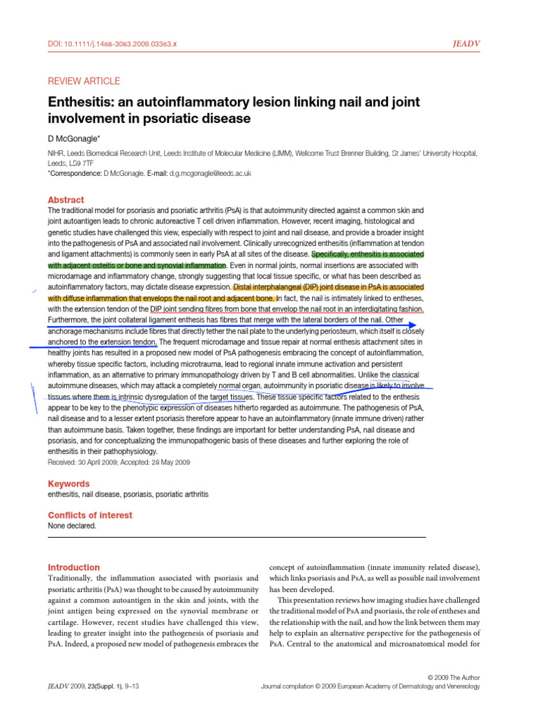 Acad Dermatol Venereol - 2009 - McGonagle - Enthesitis An ...
