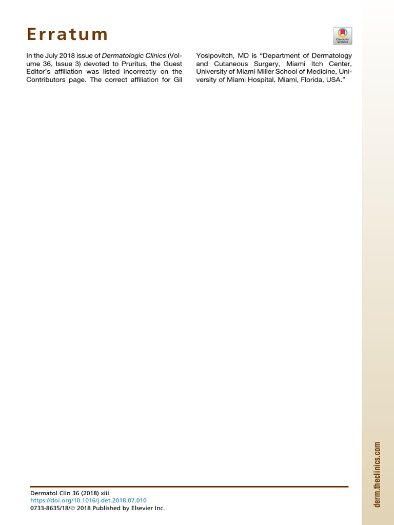 Erratum 2018 Dermatologic-Clinics | PDF