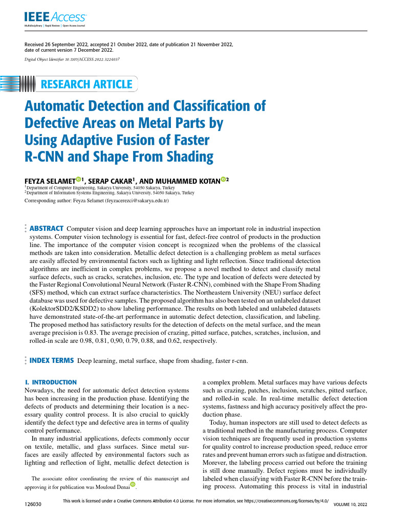 Automatic Detection and Classification of Defective Areas On Metal ...