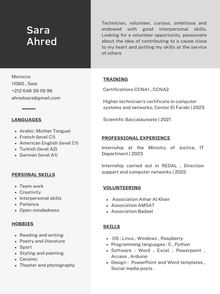 Volunteer Technician Profile in Morocco | PDF