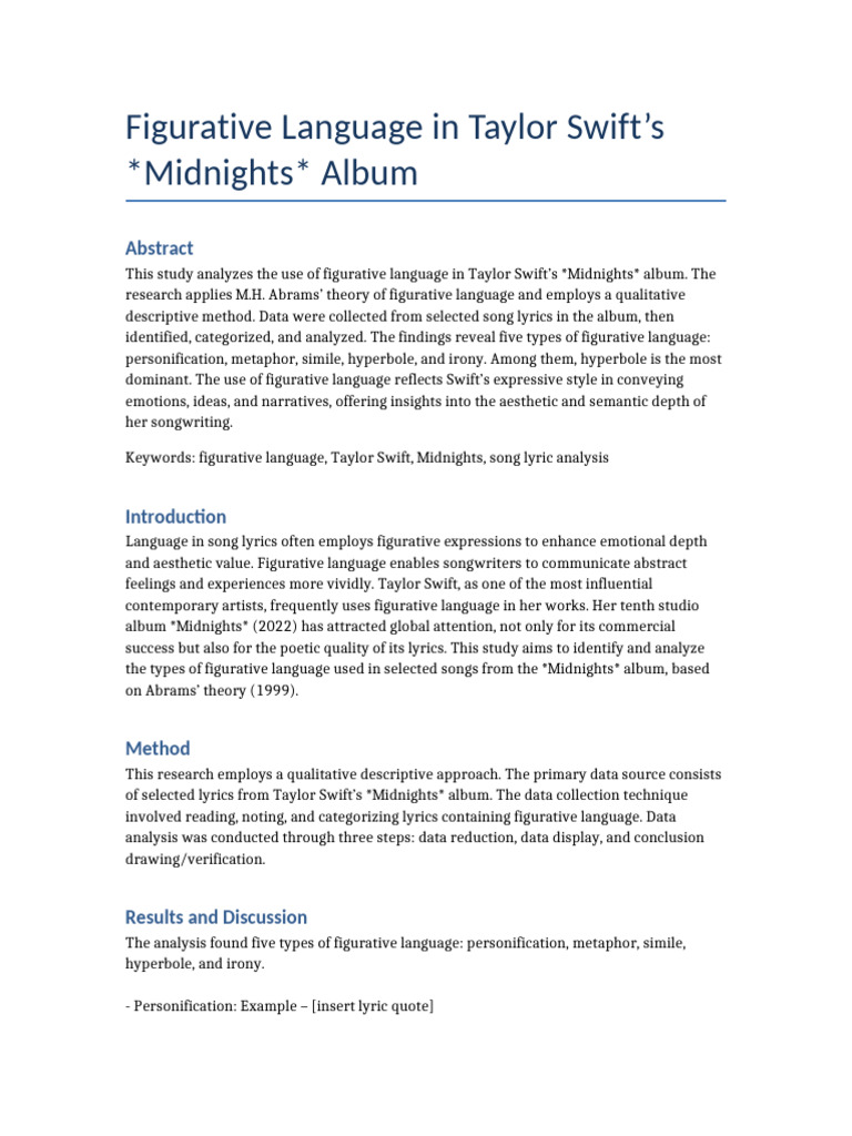 Figurative Language in Swift's *Midnights* | PDF | Qualitative Research ...
