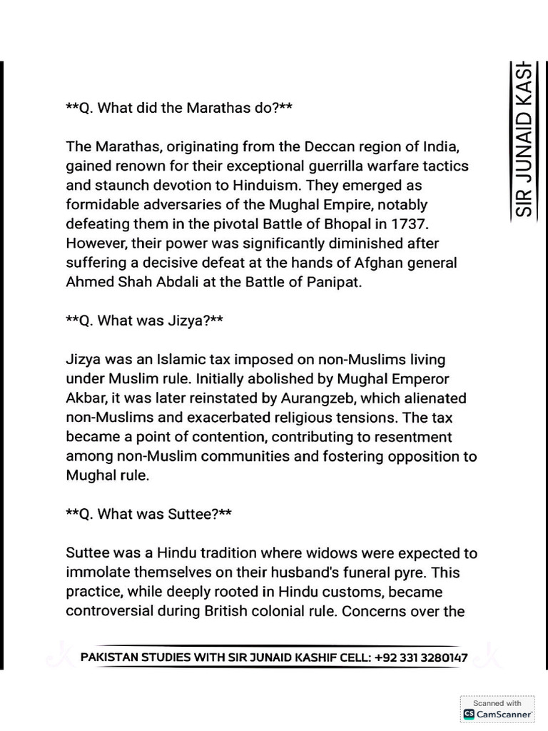 History 4 Marks (HW) (JK) | PDF