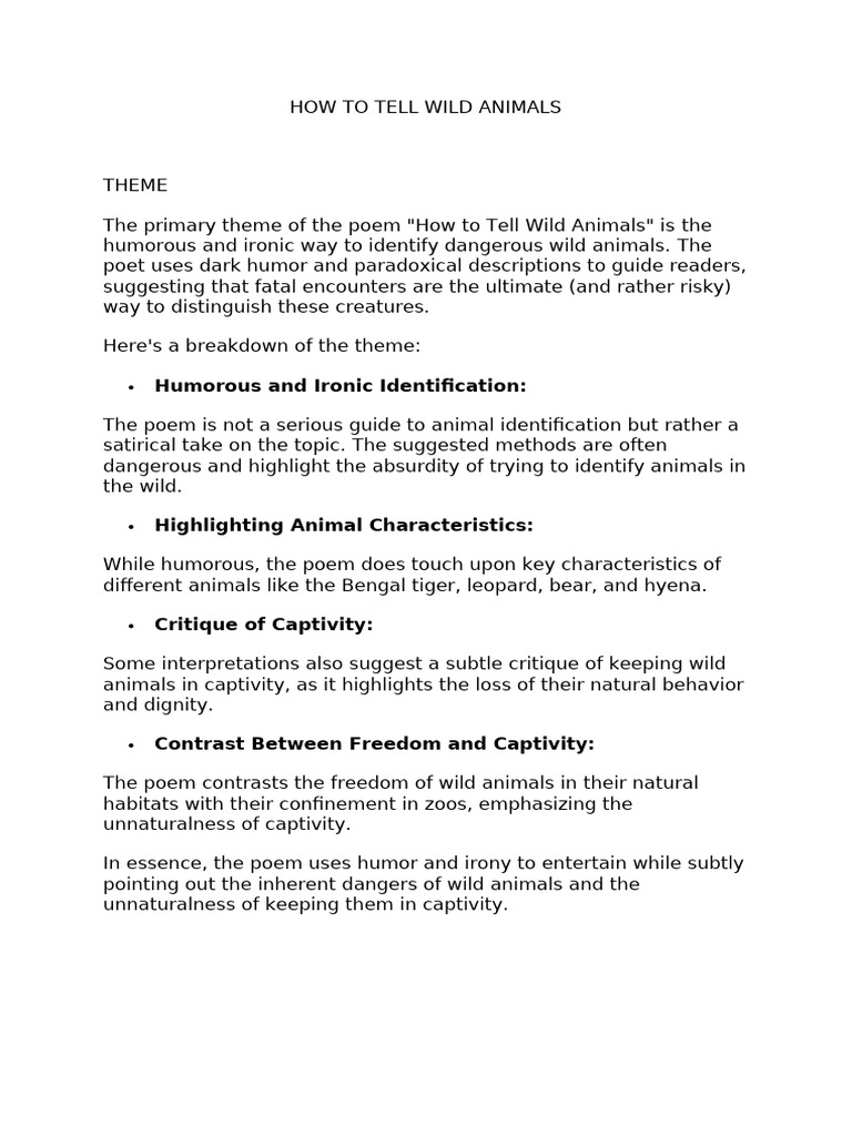 Identifying Wild Animals Humorously | PDF | Poetry | Tiger