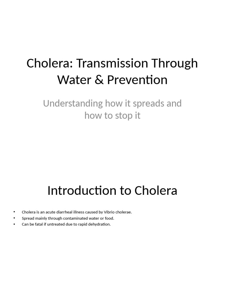 Cholera Transmission and Prevention | PDF