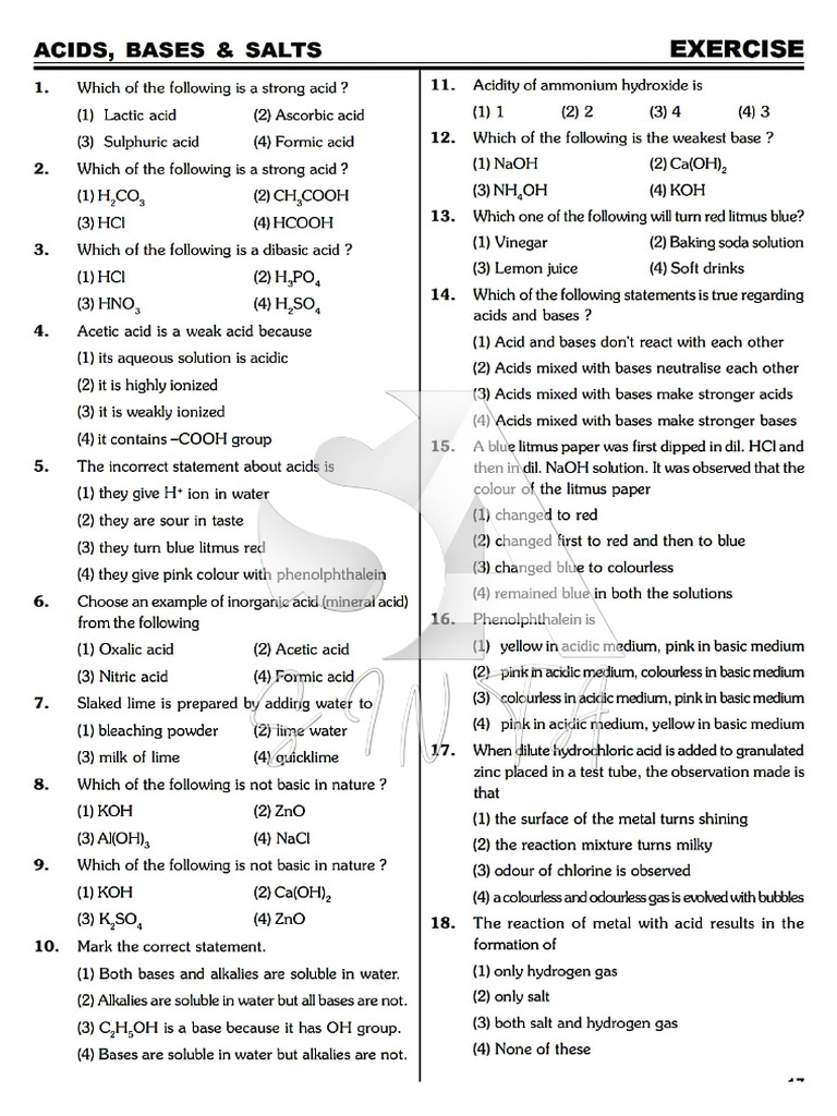 Acid, Base &salt | PDF