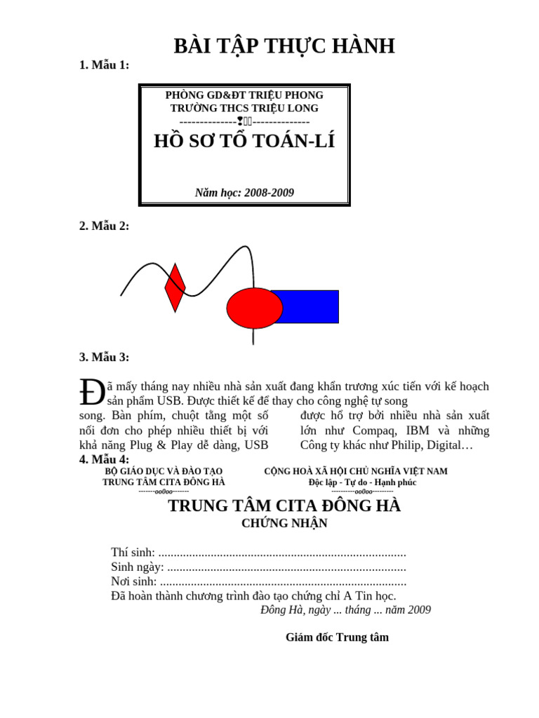 Bai Tap Thuc Hanh Word | PDF