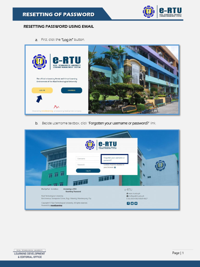 How to Reset Your e-RTU Password | PDF