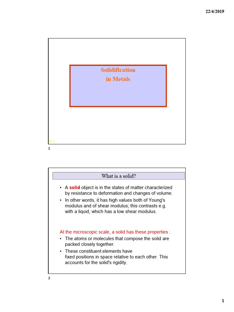 Metal Solidification Process Explained | PDF | Nucleation | Solid