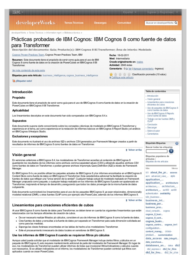 Prácticas Probadas de IBM Cognos IBM Cognos 8 Como Fuente de Datos para Transformer | PDF | SQL ...