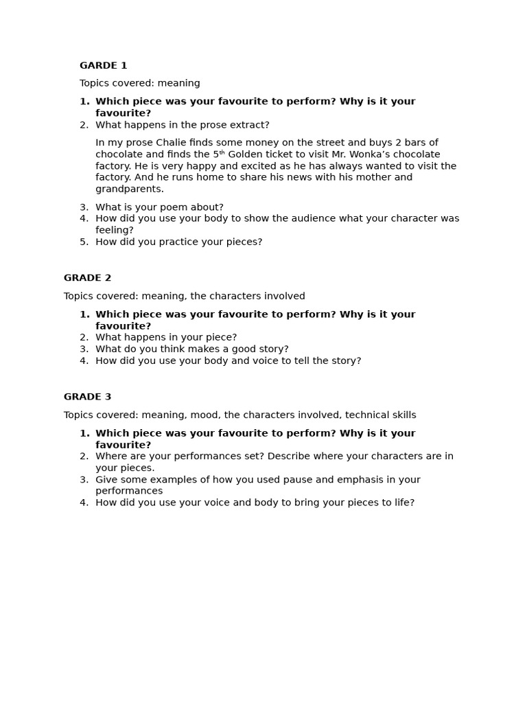 Trinity Reflection Task Questions 2024 | PDF
