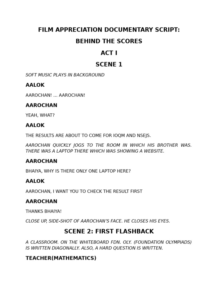 Film Appreciation Documentary Script | PDF | Endoplasmic Reticulum