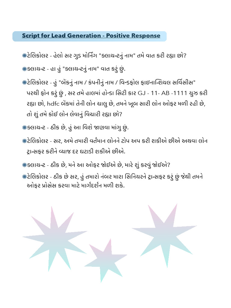 Telecaller Script and Basic Knowledge | PDF