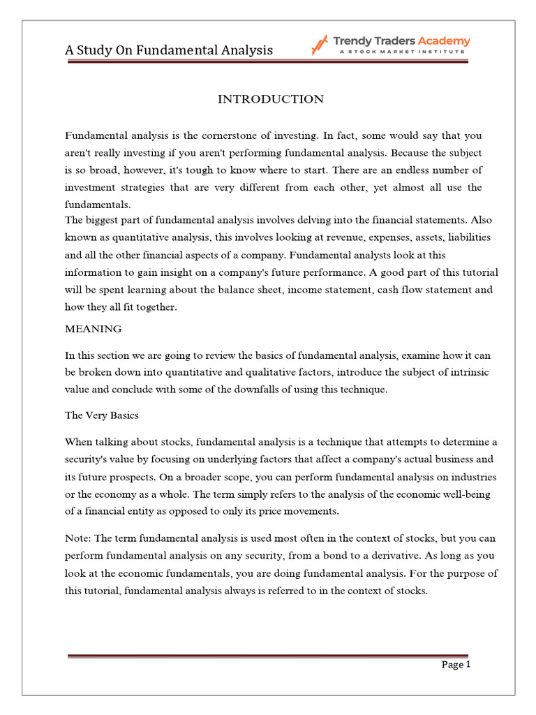 Understanding Fundamental Analysis | PDF | Equity (Finance) | Balance Sheet
