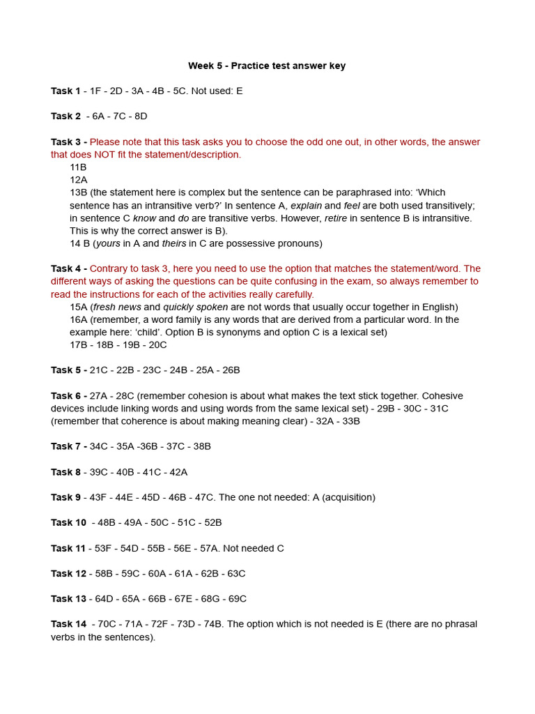 Week 5 Practice Test Answer Key | PDF