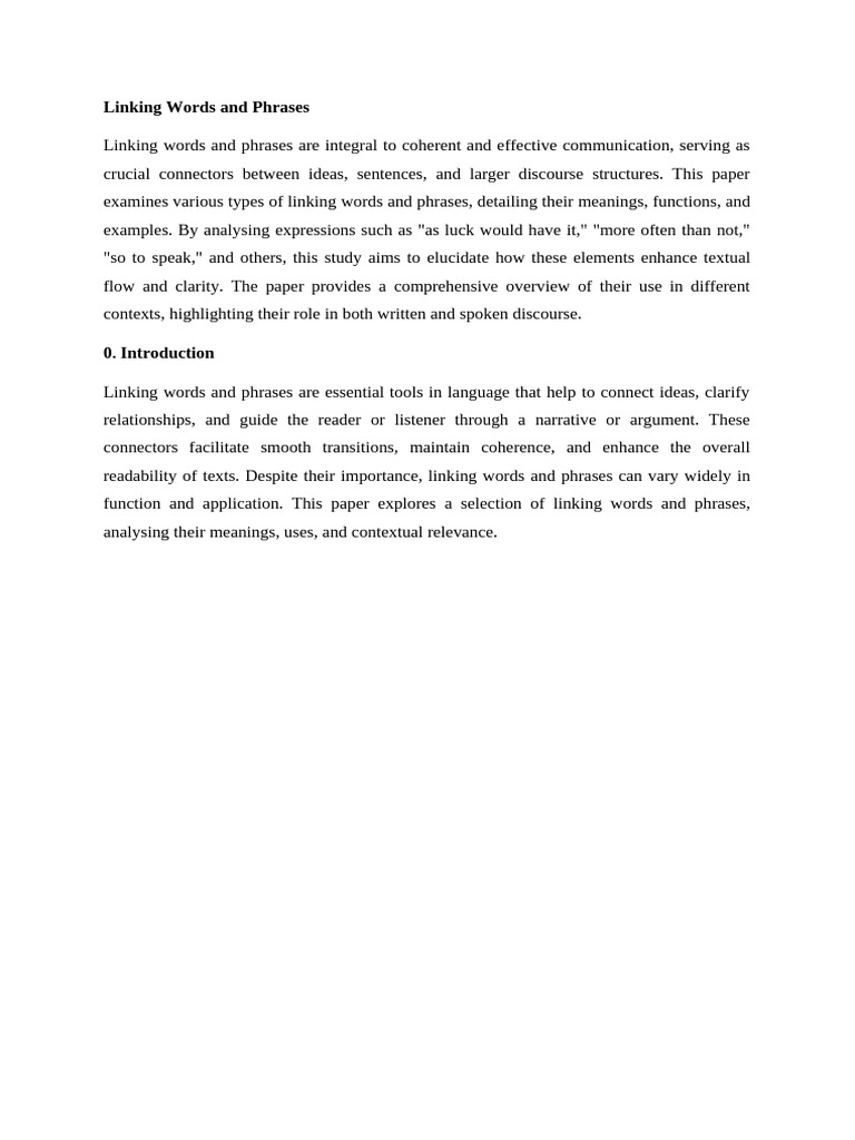 Essential Linking Words and Phrases | PDF | Narrative | Information