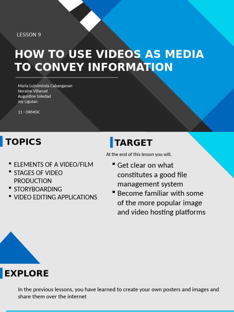 Lesson 9 | PDF | Video | Editing