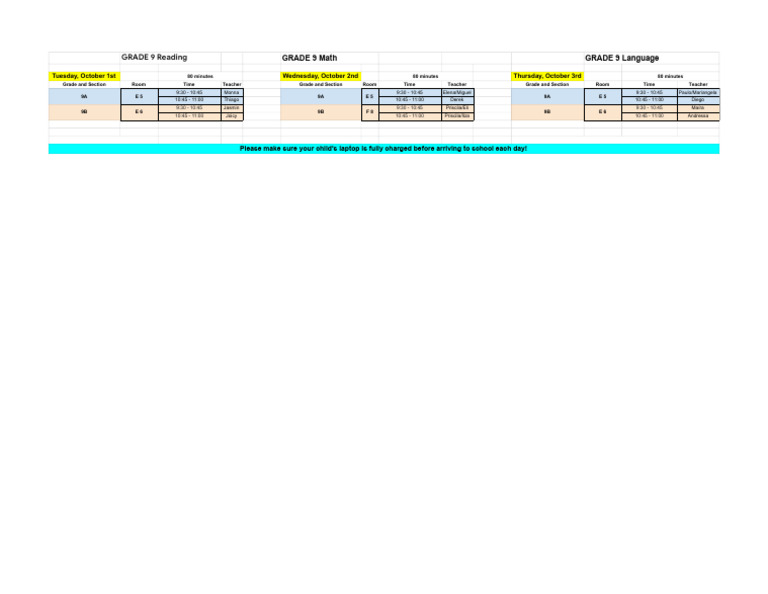 Grade 9 Class Schedule and Tips | PDF