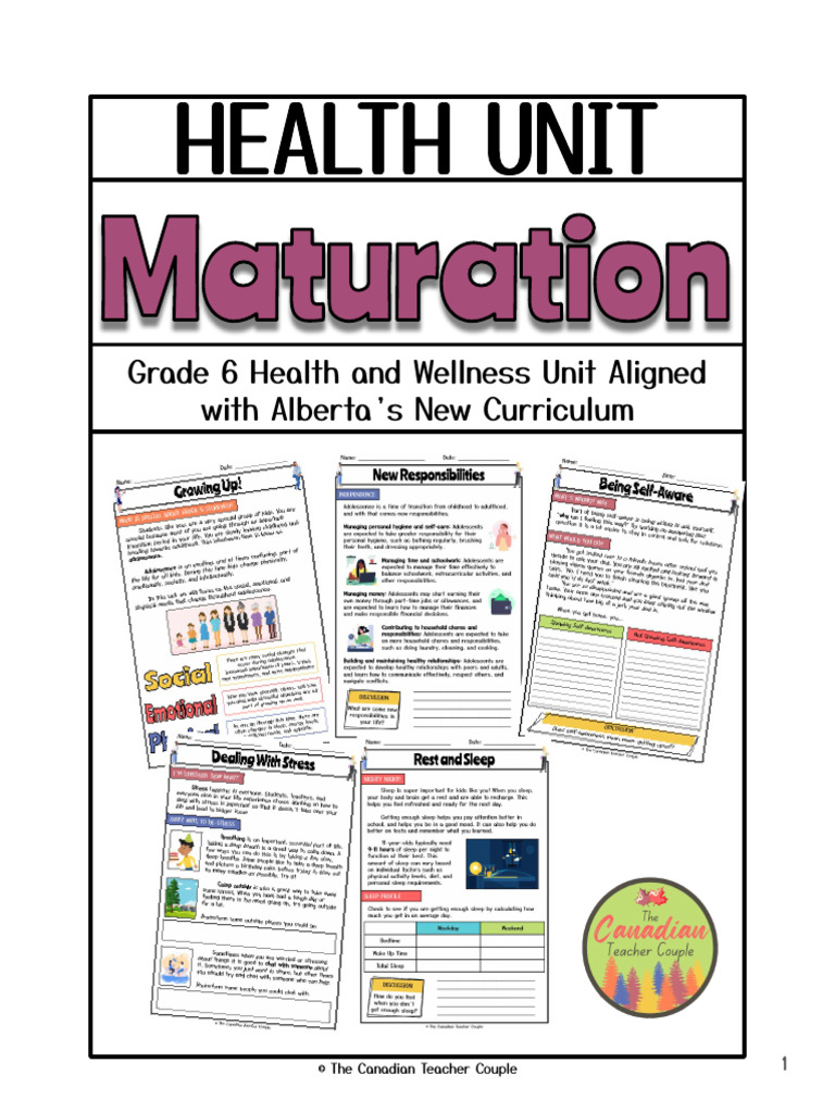 Grade 6 Health and Wellness Unit Aligned With Alberta's New Curriculum ...