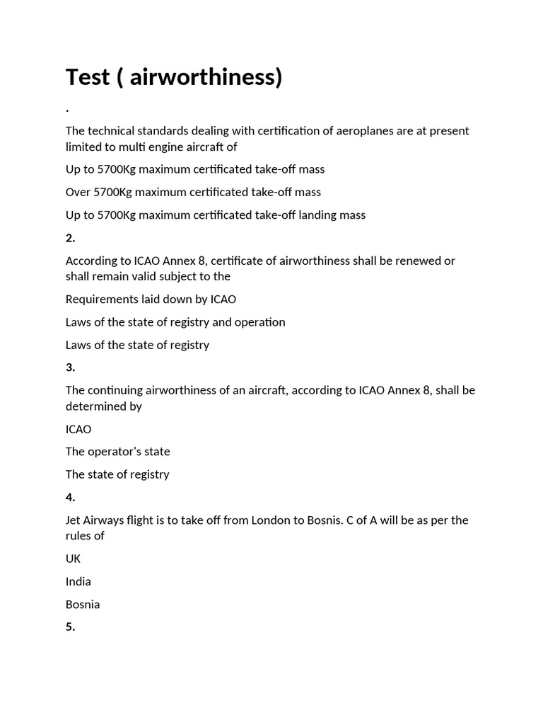 Test (Air Worthiness) | PDF