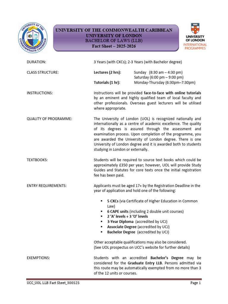 UOL LLB Fee Structure 2025-2026 | PDF | Fee | Payments