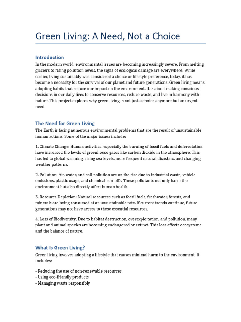 Green Living Project With Visual Conclusion | PDF | Climate Change ...