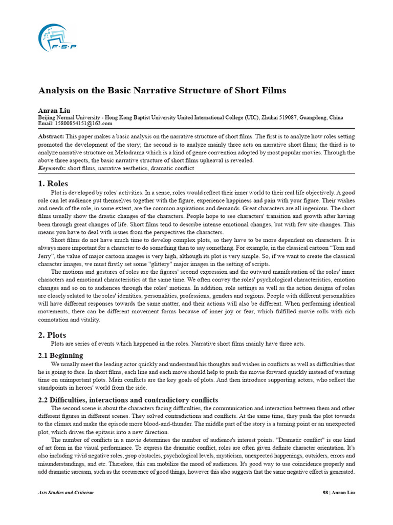 Anran Liu - Analysis On The Basic Narrative Structure of Short Films ...