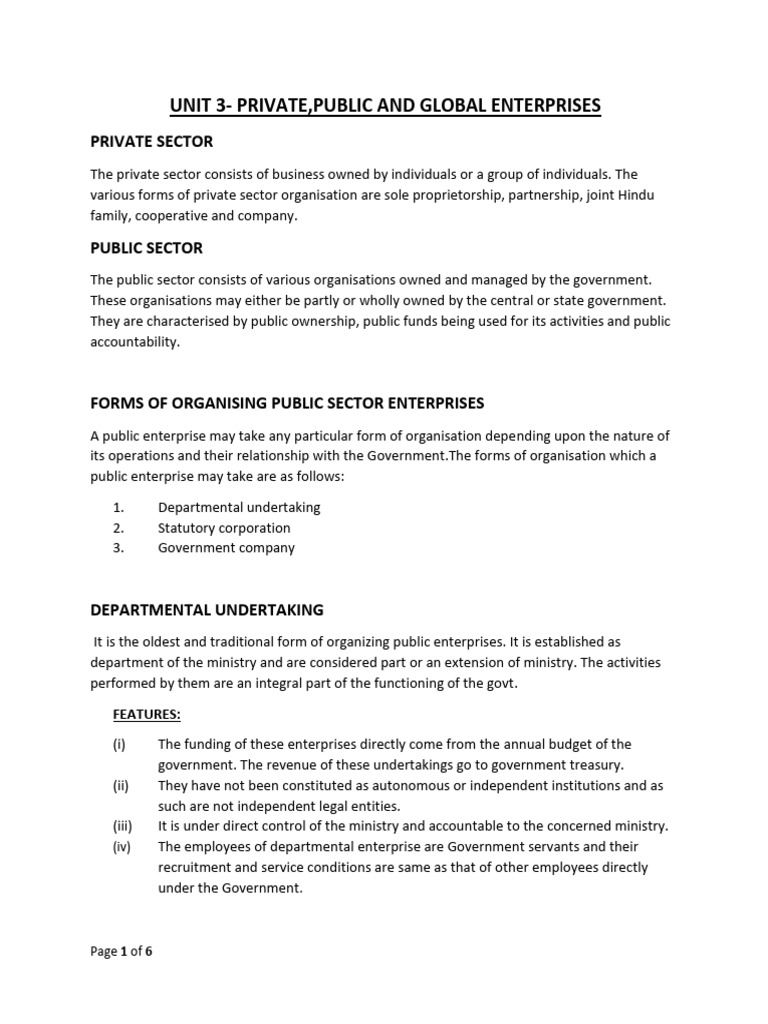 3.private, Public &global Enterprises-Notes | PDF | Public–Private ...
