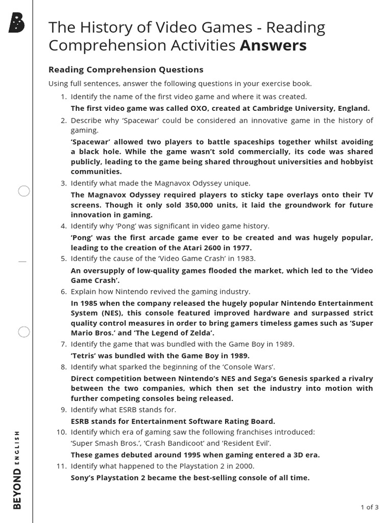 Video Games: A Historical Overview | PDF | Video Games | Video Game ...