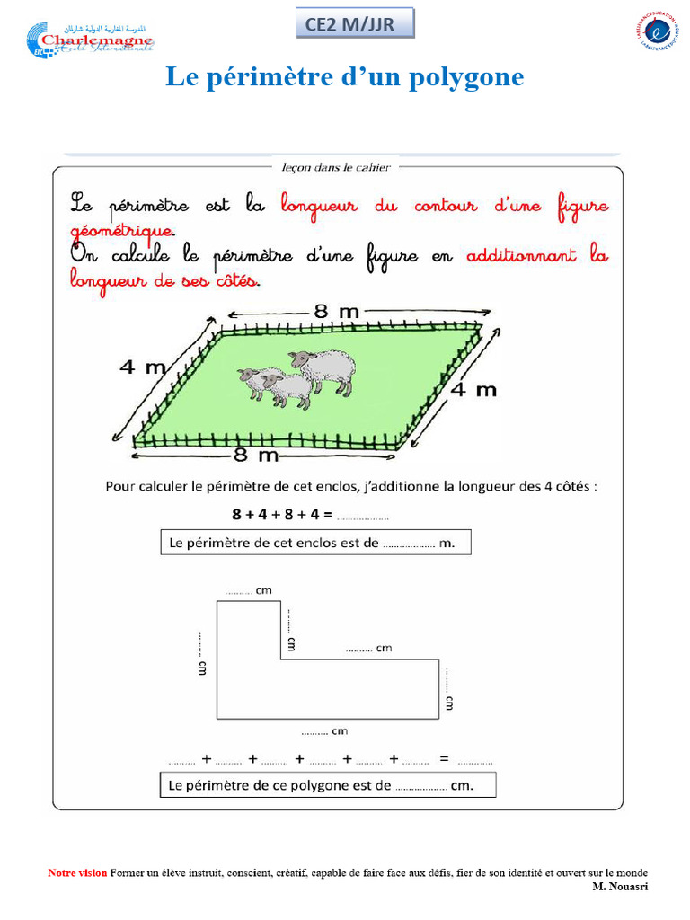 Le Périmètre D'un Polygone-CE2 25 | PDF