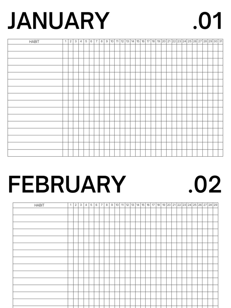 Minimal Yearly Habit Tracker Planner | PDF