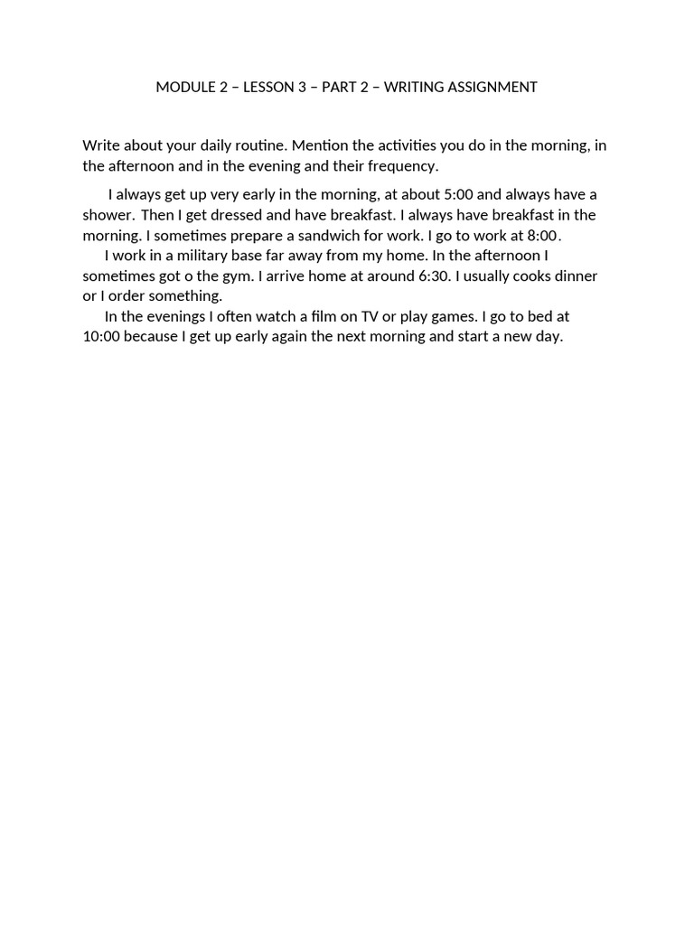 Module 2 - Lesson 3 - Part 2 - Writing Assignment | PDF
