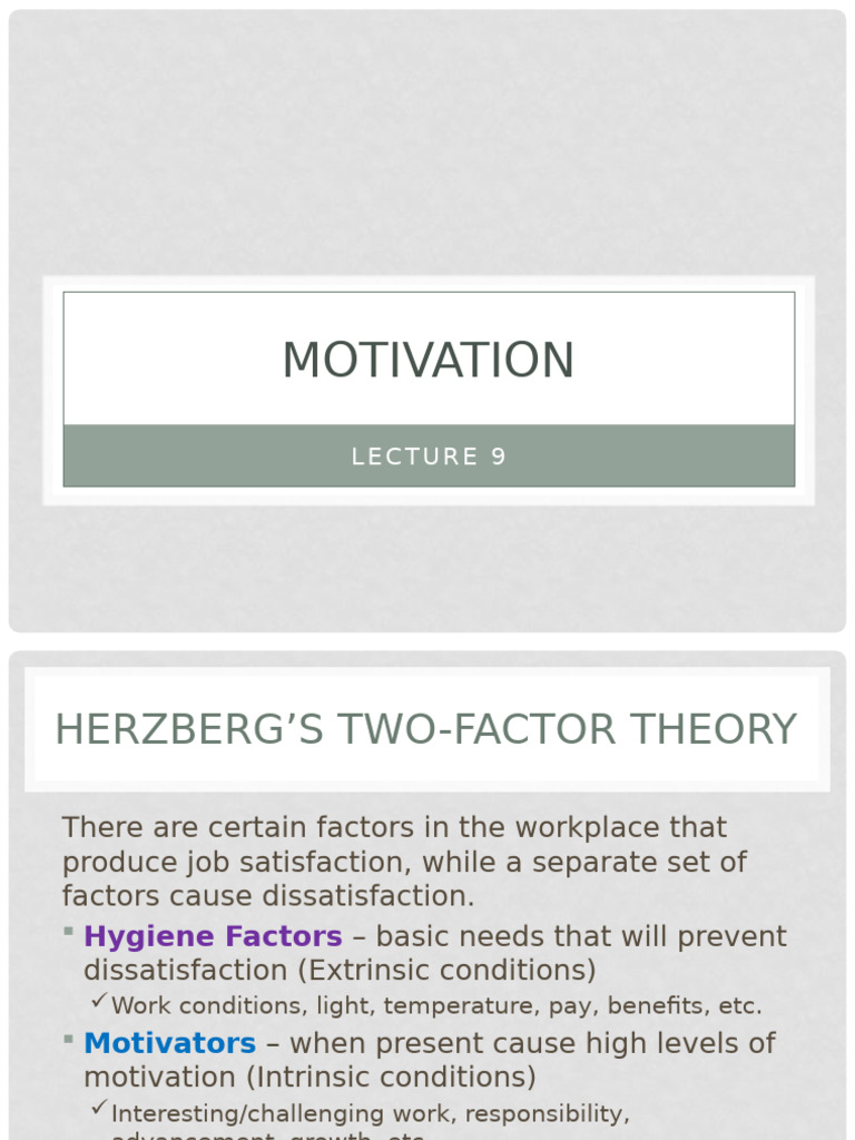 Lecture 9 (Student) - Motivation | PDF | Motivation | Motivational