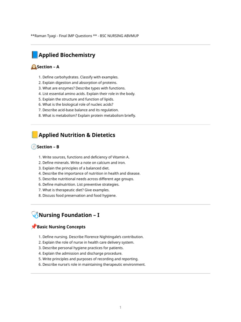 Raman Tyagi Imp Questions-1 | PDF