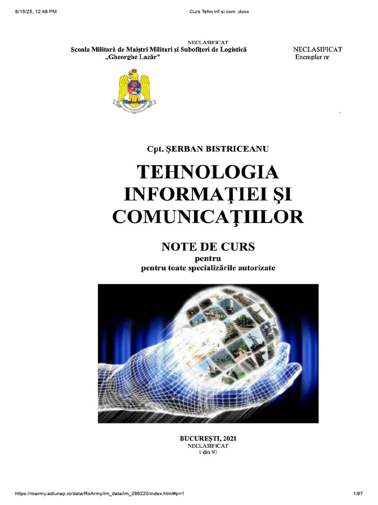 Curs Tehnologia Informatiilor Si Comunicatiilor | PDF