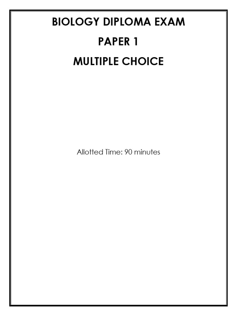 Biology Diploma Exam Paper 1 | PDF | Enzyme | Cell (Biology)