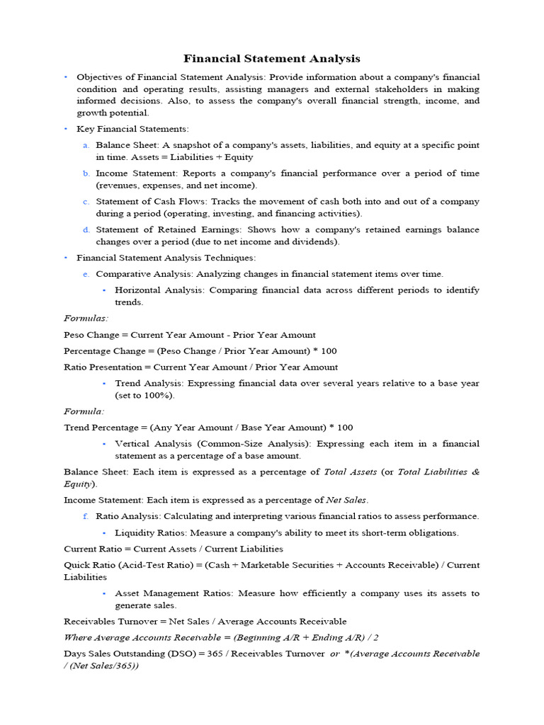 Financial Analysis (Formulas) | PDF | Financial Statement Analysis | Equity (Finance)