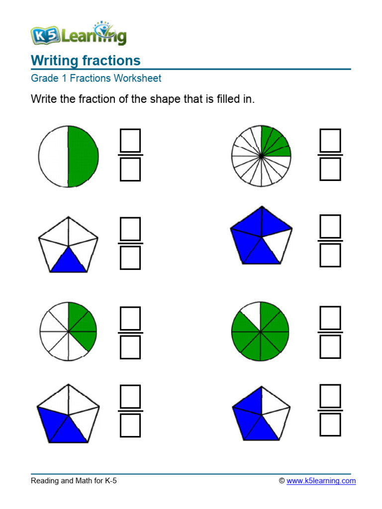 Grade 1 Fractions Worksheet | PDF