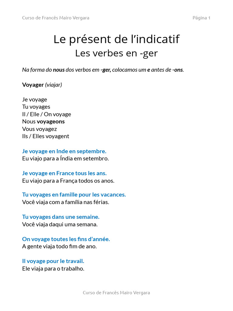 Presente do Indicativo em Francês | PDF