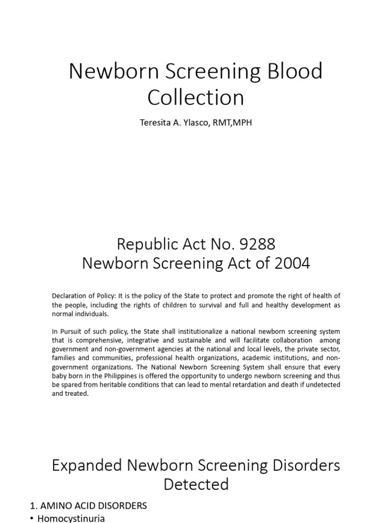 Newborn Screening Blood Collection | PDF | Diseases And Disorders ...