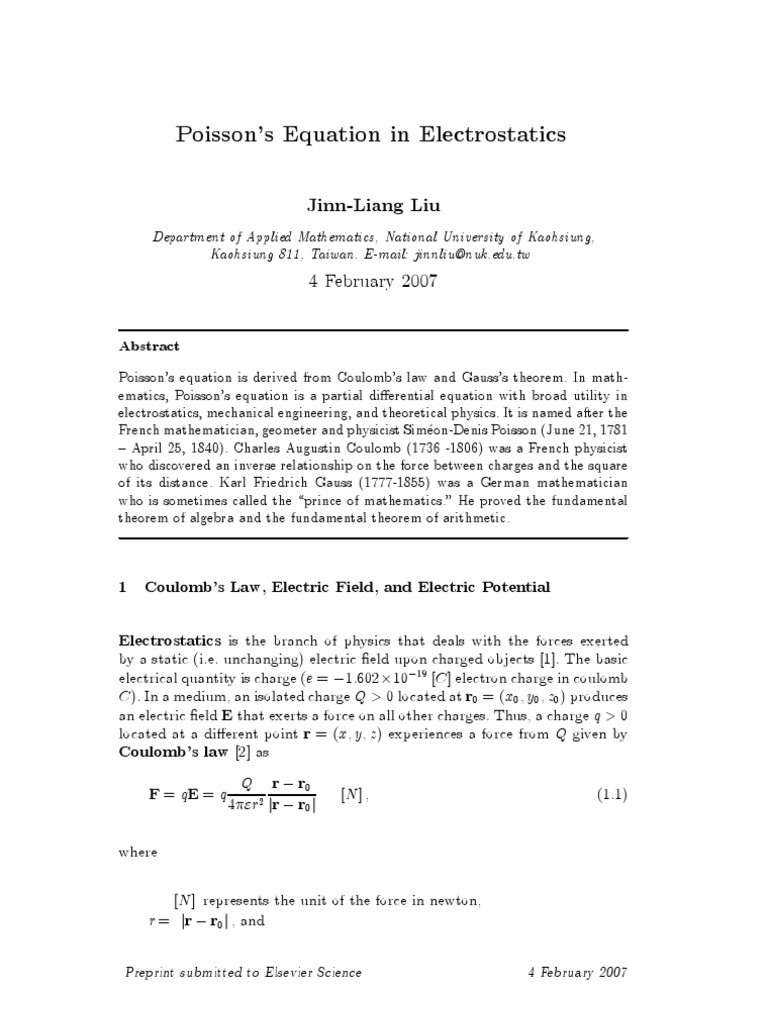 Poisson's Equation in Electrostatics | PDF | Electrostatics | Permittivity