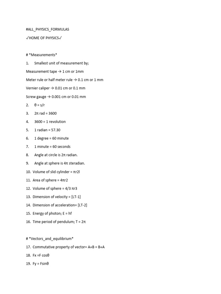 All Physics Formulas-1 | PDF | Young's Modulus | Magnetic Field