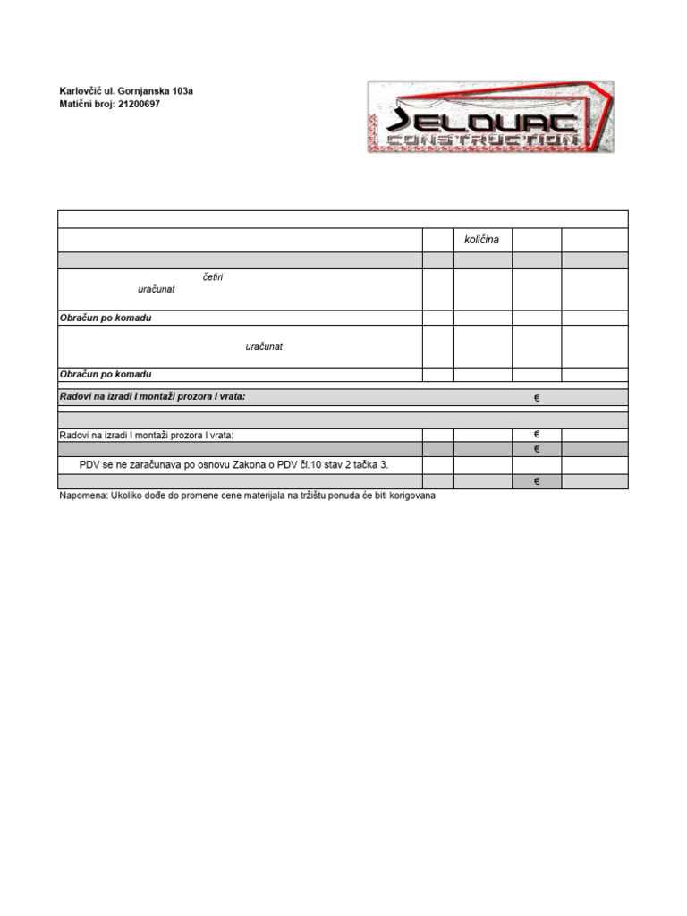 141-25, Prozori I Vrata | PDF