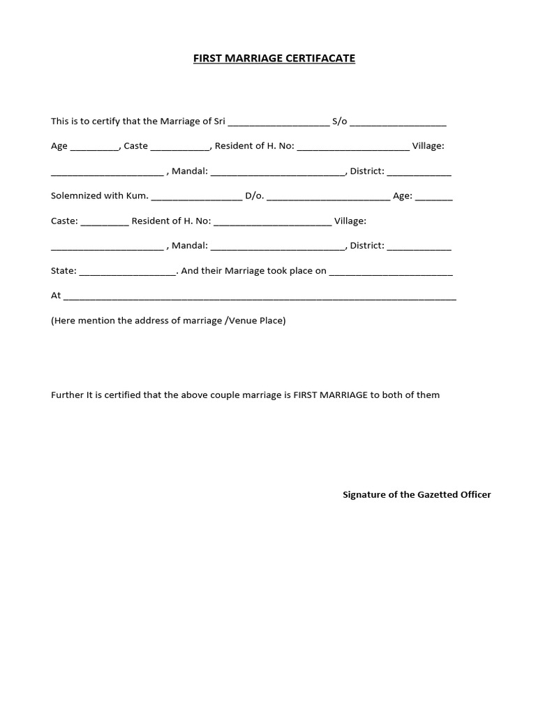 First Marriage Certificate | PDF