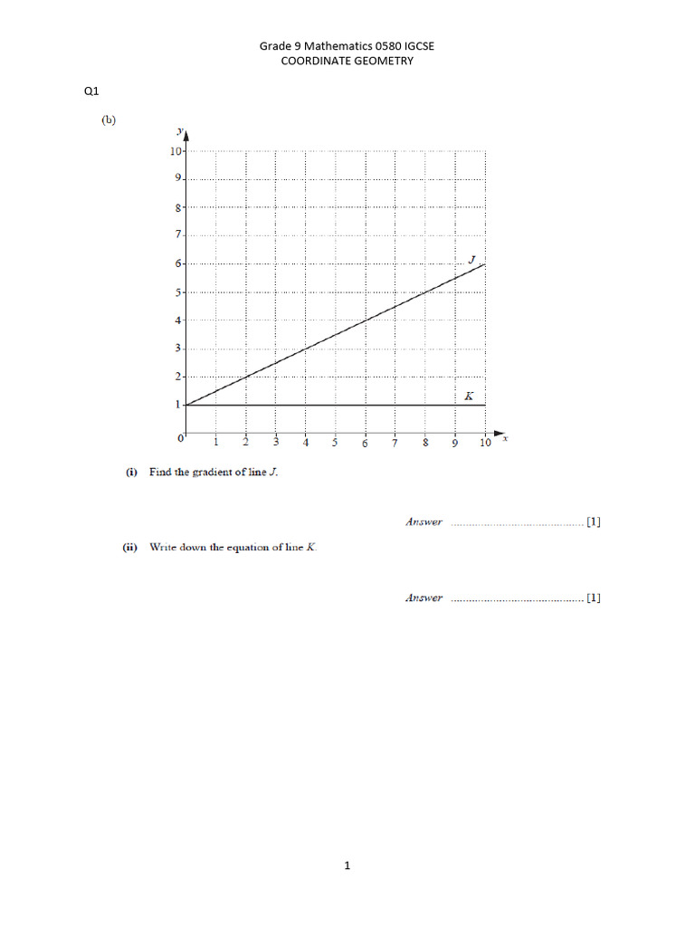 IGCSE Grade 9 Coordinate Geometry Guide | PDF
