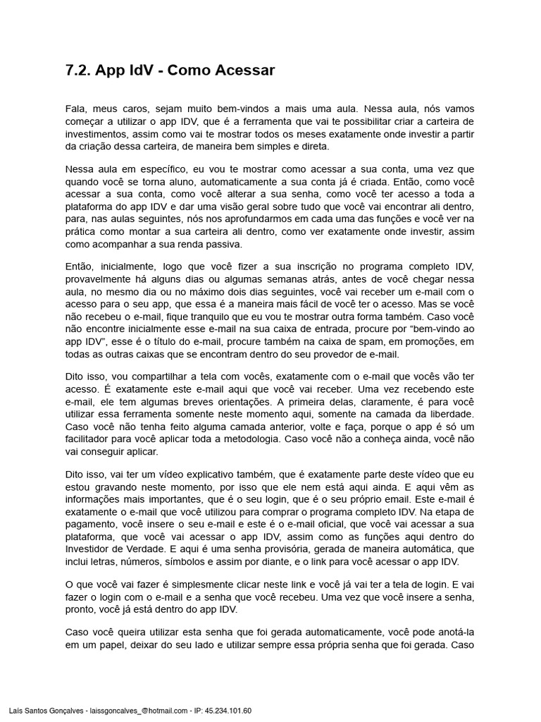 Acesso ao App IDV: Guia Inicial | PDF | Aplicativo para celular | Senha