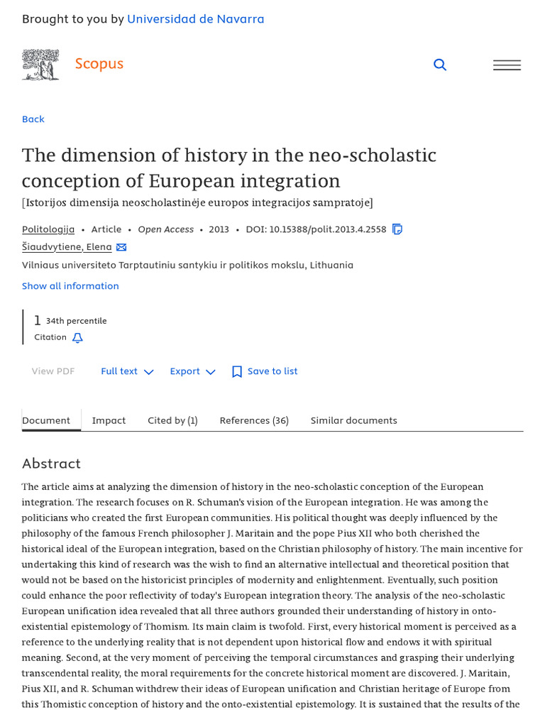 The Dimension of History in The Neo-Scholastic Conception of European ...